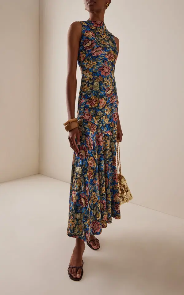 SIEDRES Floral Jacquard Maxi Dress