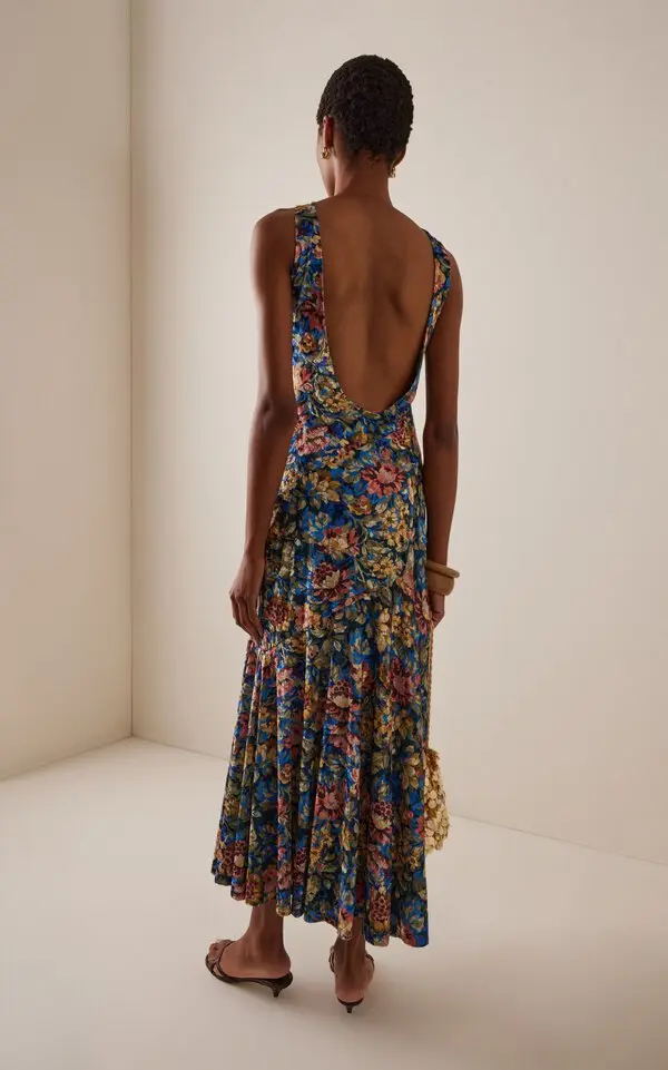 SIEDRES Floral Jacquard Maxi Dress