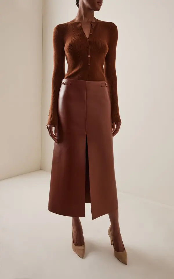 Gabriela Hearst Morelos Leather Midi Skirt