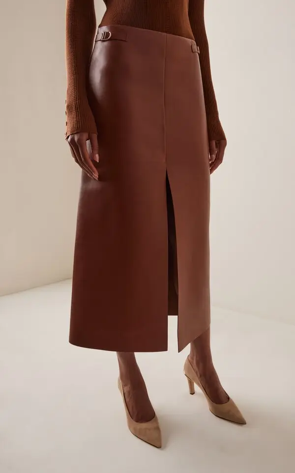 Gabriela Hearst Morelos Leather Midi Skirt