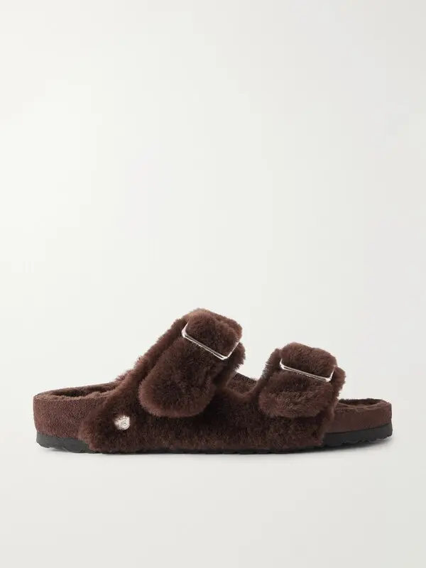 BIRKENSTOCK Arizona Shearling Sandals - Brown