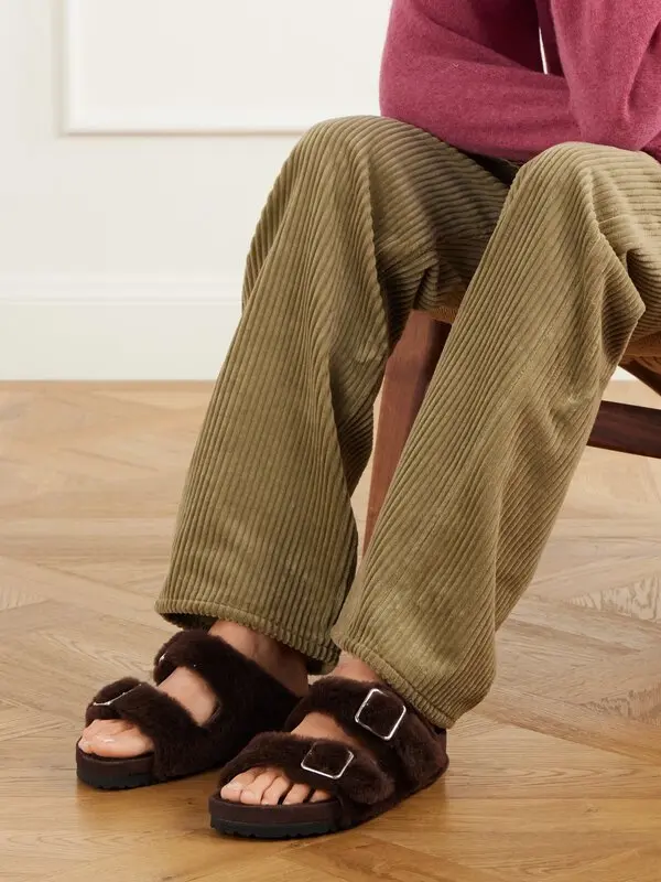 BIRKENSTOCK Arizona Shearling Sandals - Brown