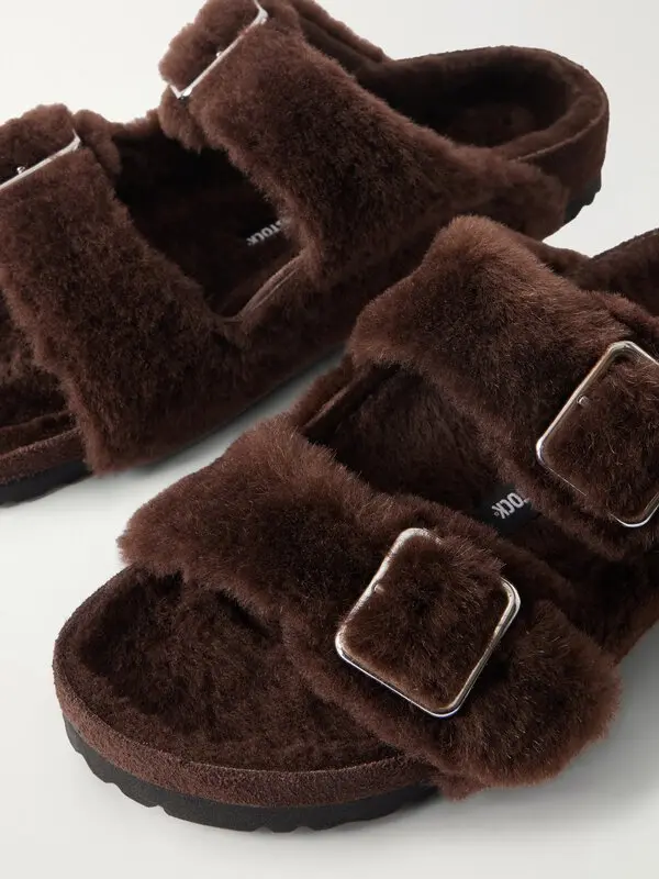 BIRKENSTOCK Arizona Shearling Sandals - Brown
