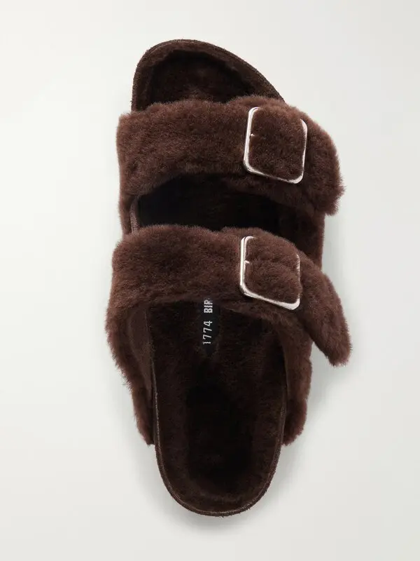 BIRKENSTOCK Arizona Shearling Sandals - Brown