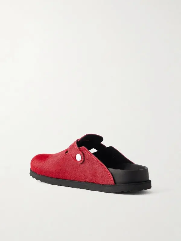 BIRKENSTOCK Boston Calf-hair Mules - Red