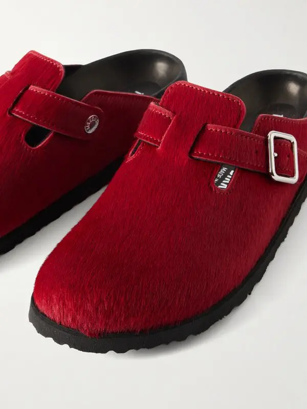 BIRKENSTOCK Boston Calf-hair Mules - Red