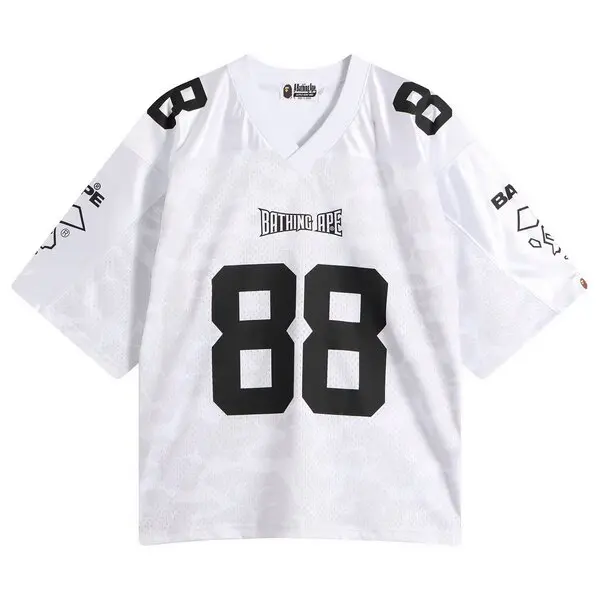 A BATHING APE Solid Camo Multi Logo Football Jersey T-shirt