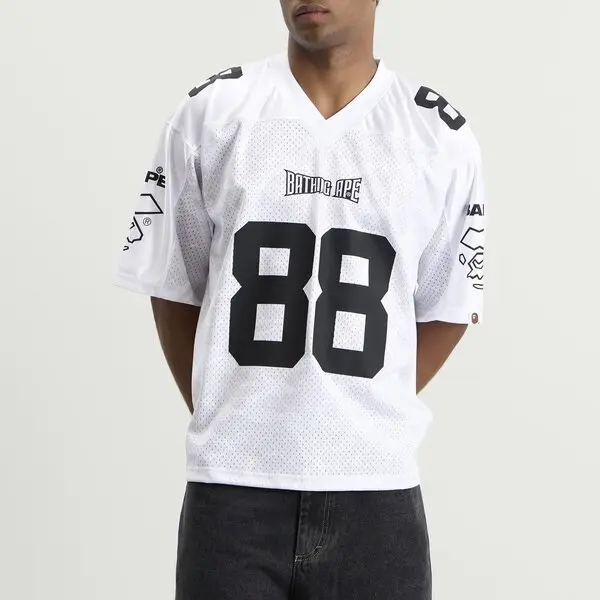 A BATHING APE Solid Camo Multi Logo Football Jersey T-shirt