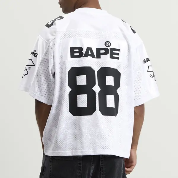 A BATHING APE Solid Camo Multi Logo Football Jersey T-shirt