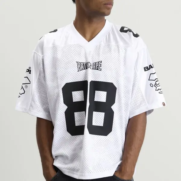 A BATHING APE Solid Camo Multi Logo Football Jersey T-shirt