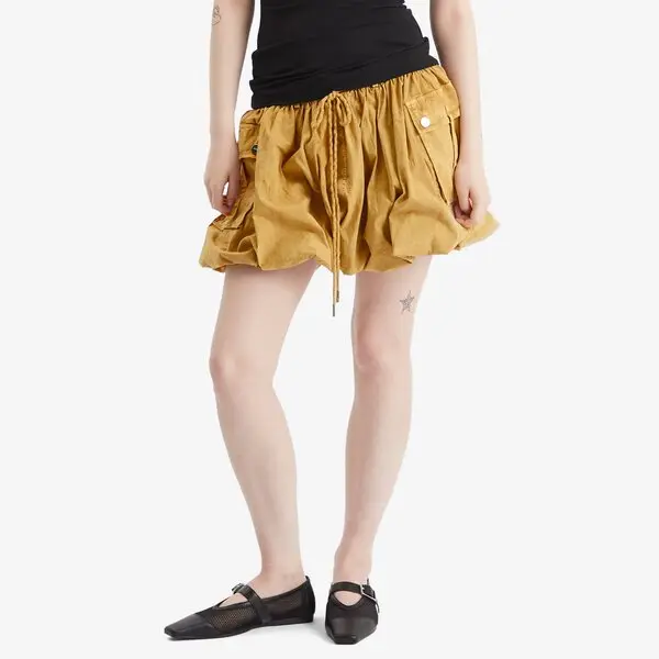 GANNI Washed Stretch Cotton Mini Bubble Skirt
