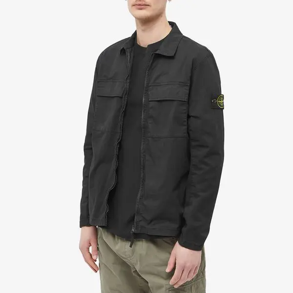 Stone Island Supima Cotton Twill Stretch-tc Zip Shirt Jacket