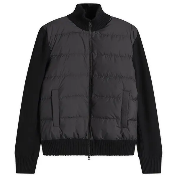 Moncler Hybrid Padded Front Wool Zip Jacket - Black