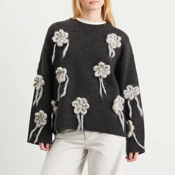 GANNI Crochet Flowers Knitted Jumper