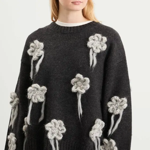 GANNI Crochet Flowers Knitted Jumper