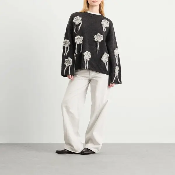 GANNI Crochet Flowers Knitted Jumper