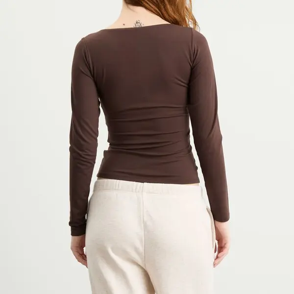 SKIMS Smooth Layers Square Neck Long Sleeve Top - Espresso