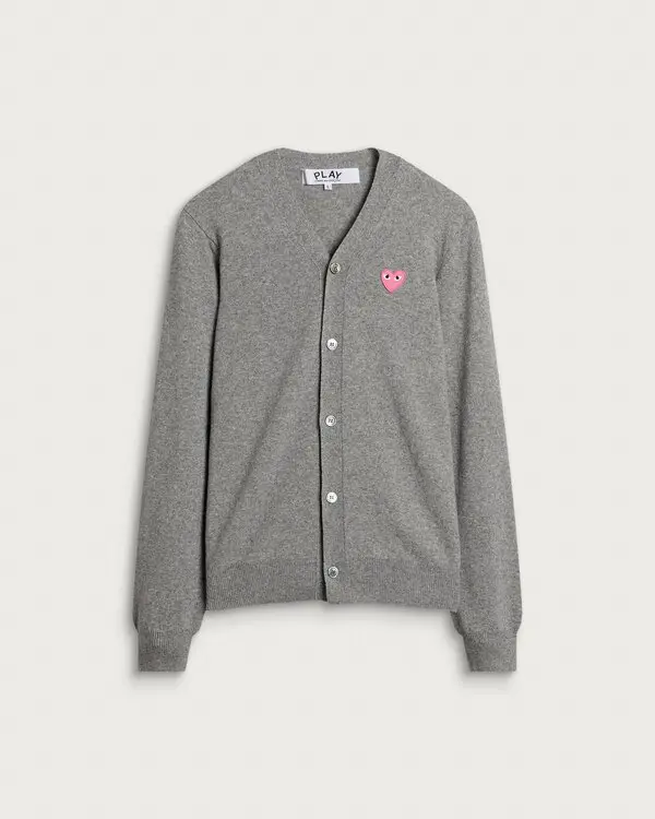 Play Comme Des Garcon Pink Heart Cardigan - Grey