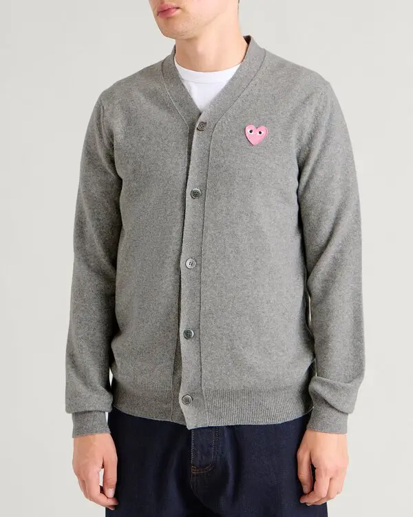 Play Comme Des Garcon Pink Heart Cardigan