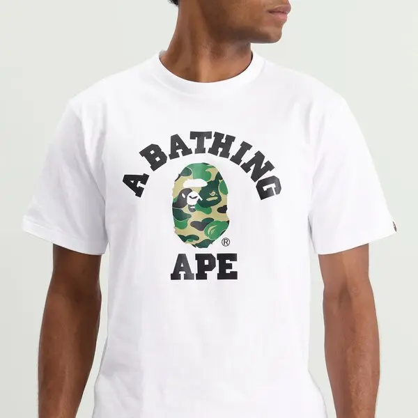 A BATHING APE Abc Camo College T-shirt - White/green