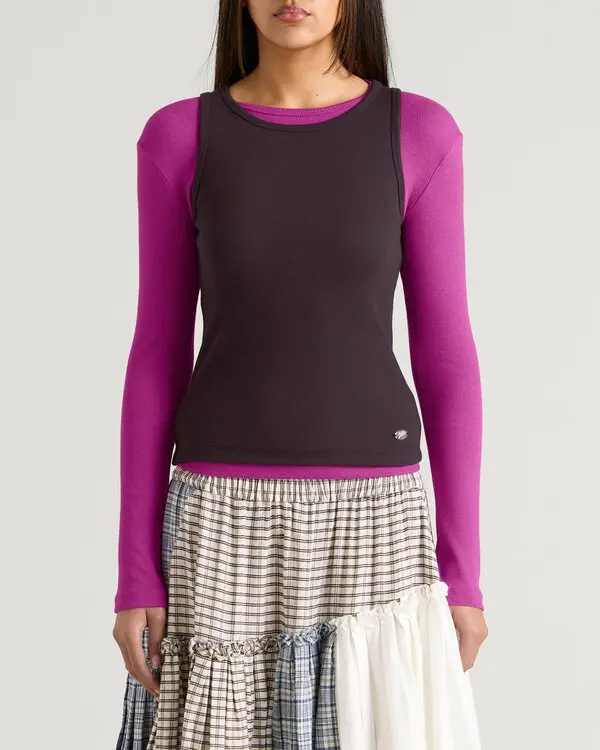 DAMSON MADDER Manon Layered Long Sleeve Top | Cotton/elastane | End Clothing
