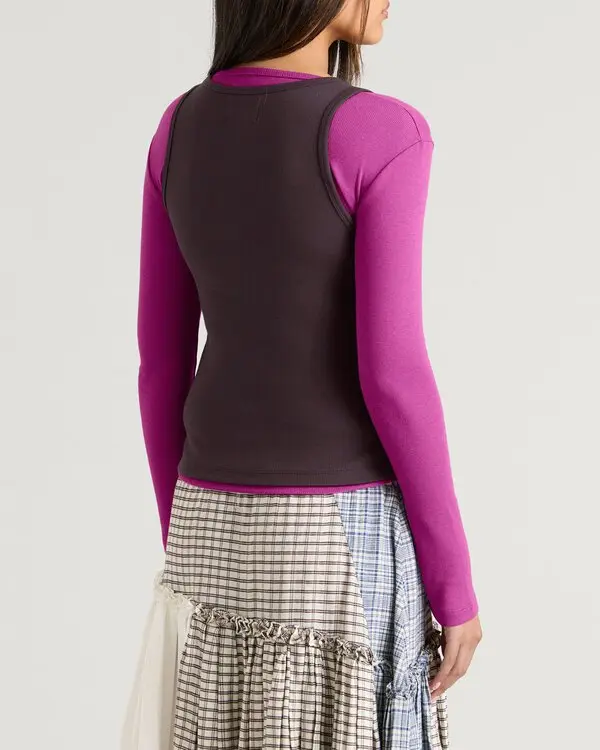 DAMSON MADDER Manon Layered Long Sleeve Top | Cotton/elastane | End Clothing