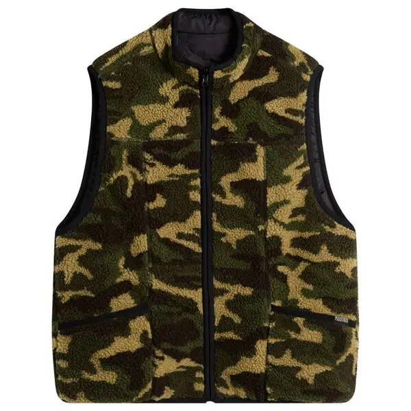 PLEASURES Felis Reversible Vest Jacket - Camo/black