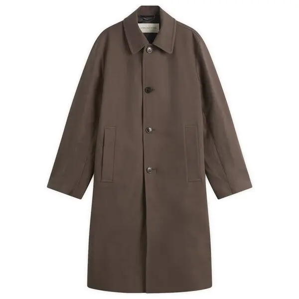 Dries Van Noten Water Repellent Double Faced Cotton Coat Jacket - Mud