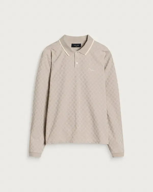DIME Jacquard Long Sleeve Polo - Beige
