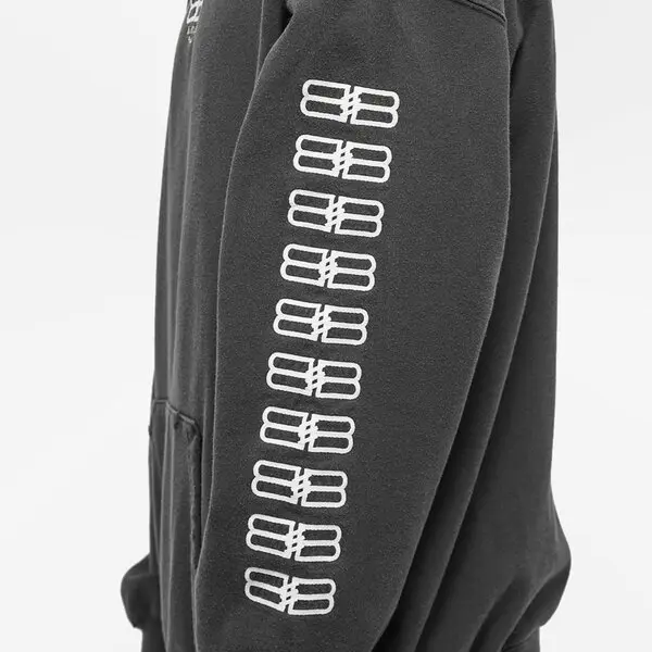 Balenciaga Embroidered Sleeve Bb Logo Popover Hoody