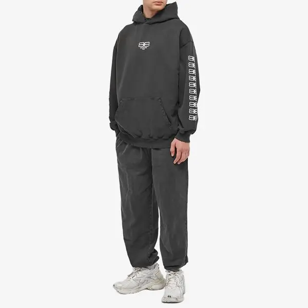 Balenciaga Embroidered Sleeve Bb Logo Popover Hoody