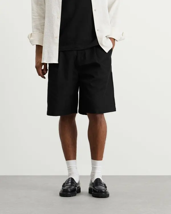 BOUND Wide Pleated Cotton Shorts
