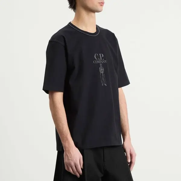 C.P. COMPANY 30/2 Embroidered British Sailor Logo T-shirt