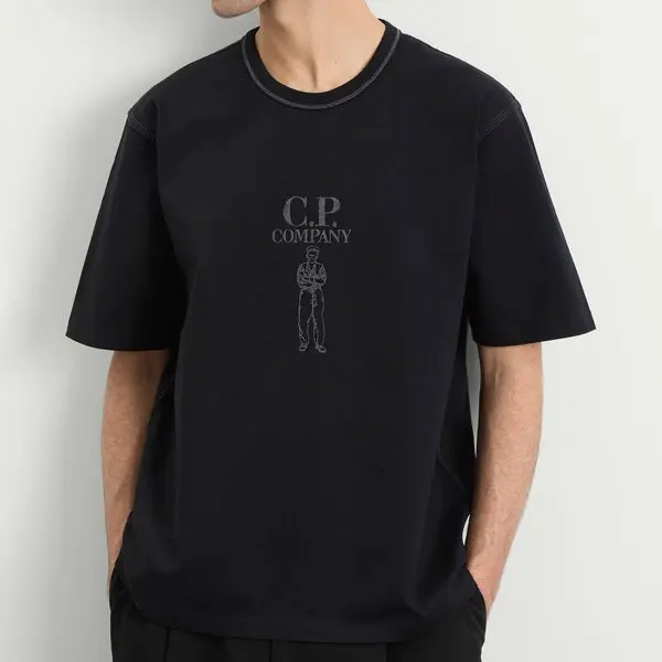 C.P. COMPANY 30/2 Embroidered British Sailor Logo T-shirt