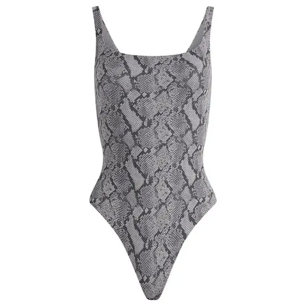 SKIMS Fits Everybody Square Neck Bodysuit - Shadow Snake Print