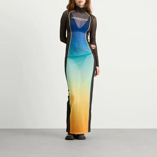 Casablanca Mesh Printed Gradient Maxi Dress | | Polyester/elastane/mesh | End Clothing