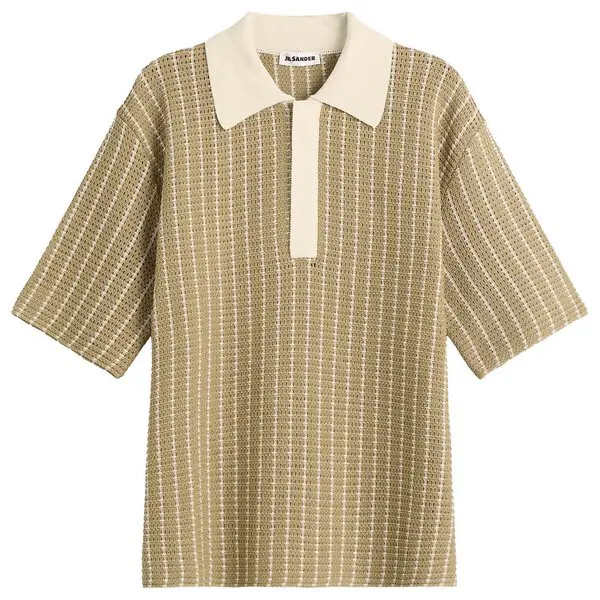 JIL SANDER Cotton Bi-colour Net Stitch Polo