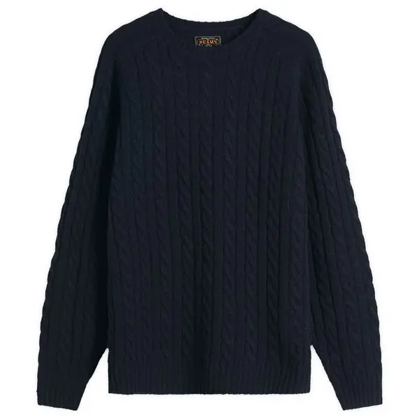 BEAMS Cable Knit Crew Neck Jumper