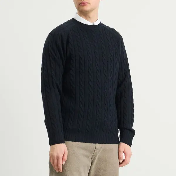 BEAMS Cable Knit Crew Neck Jumper