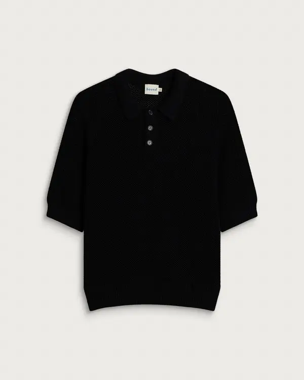 BOUND Crochet Knit Polo - Black