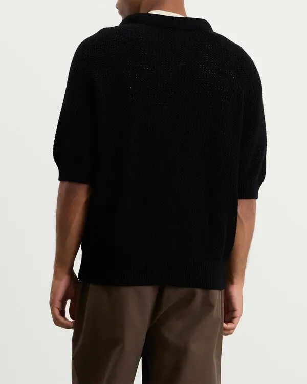 BOUND Crochet Knit Polo - Black