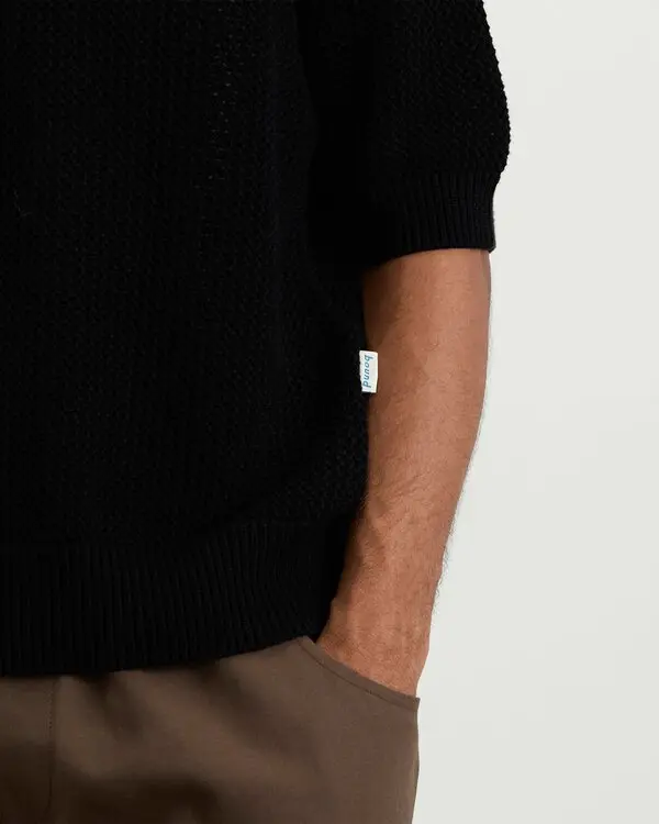 BOUND Crochet Knit Polo - Black