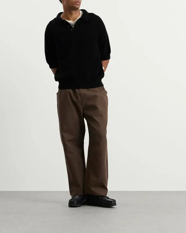 BOUND Crochet Knit Polo - Black