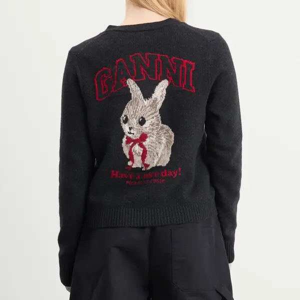 GANNI Graphic Wool Cardigan