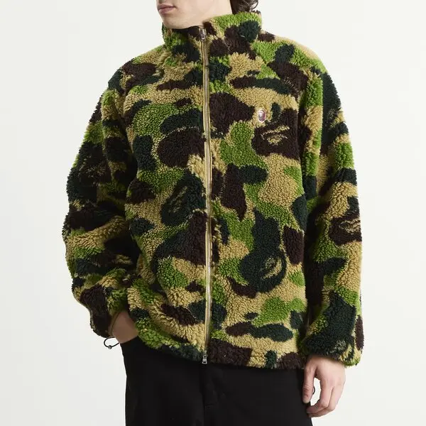 A BATHING APE Abc Camo One Point Boa Fleece Jacket