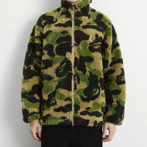 A BATHING APE Abc Camo One Point Boa Fleece Jacket