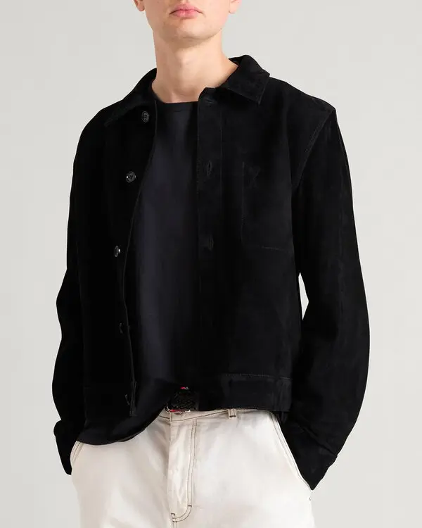 AMI Paris Suede Jacket With Embossed Adc