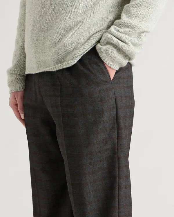 Dries Van Noten Penrud Abstract Check Wool Trousers