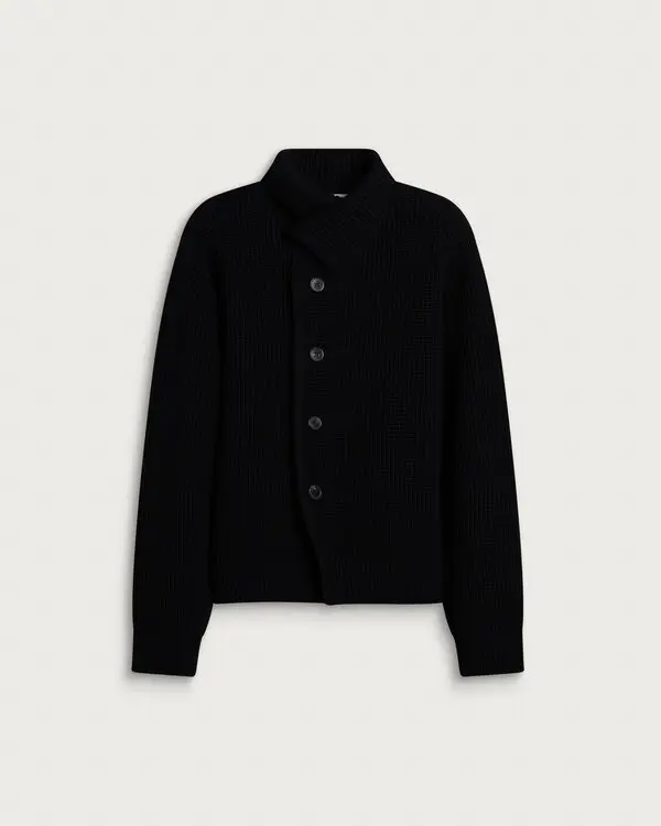 Dries Van Noten Marino Button Knitted Bomber - Black