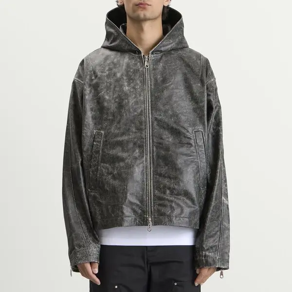 COLE BUXTON Cb Hooded Leather Jacket